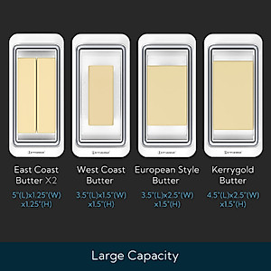 KITCHENDAO Large Airtight Butter Dish with Lid for Countertop and Fridge, Butter Keeper, Plastic Butter Holder Tray for 2 Sticks East Coast/West Coast/European Style/ Kerrygold Butter/ Cream Cheese