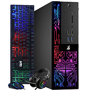 Gaming PC Desktop, Intel Core i3-6500, TechMagnet Siwa 6, 16GB RAM, 240GB SSD (Fast Boot), 1TB HDD, AMD RX 550 4GB DDR5, WiFi, RGB Headphone Keyboard Mouse, Windows 10 Professional (Renewed)