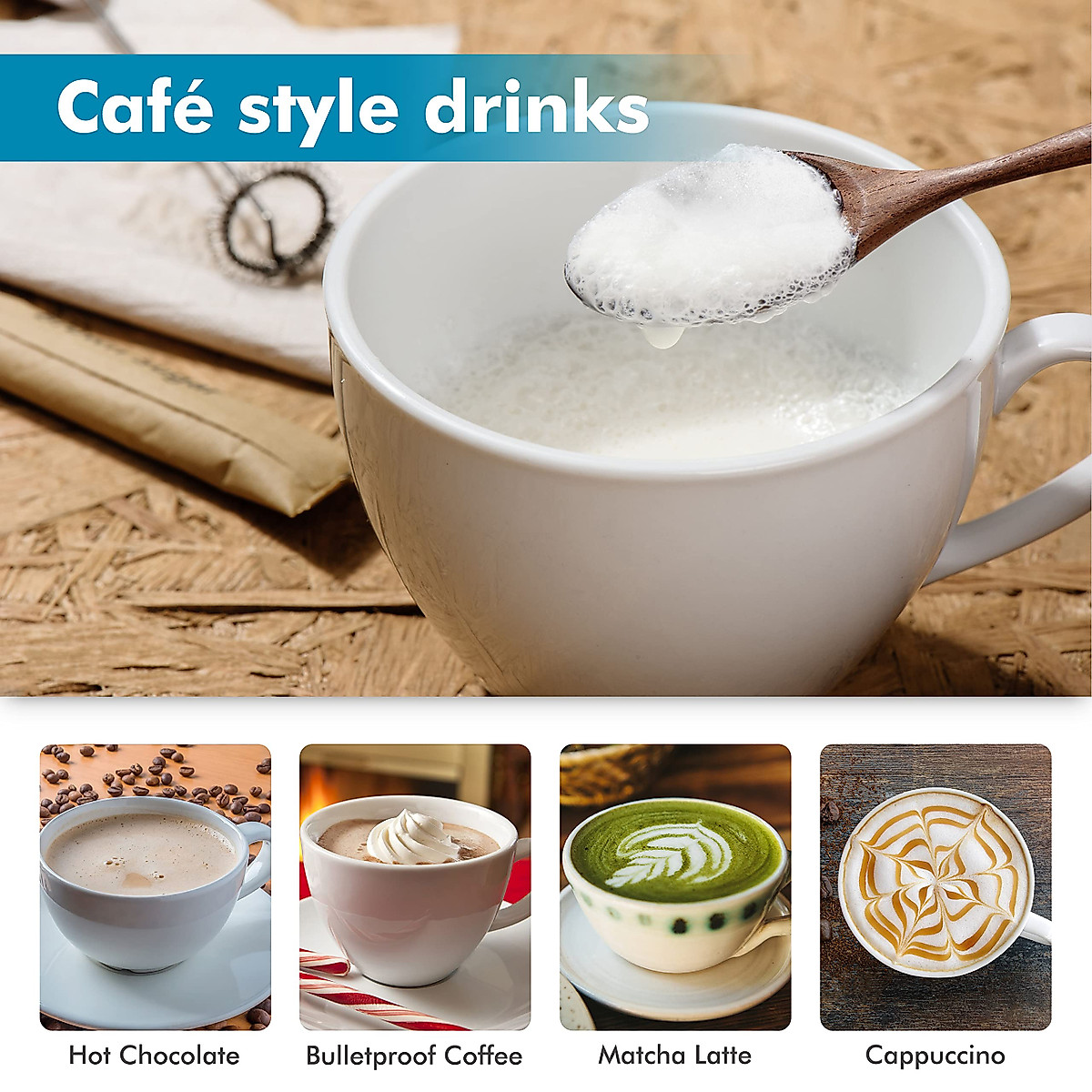 Venigo Handheld Milk Frother, Battery Operated Electric Foam Maker for Drink Mixer, Perfect for Bulletproof Coffee, Matcha, Cappuccino And Hot Chocolate (Green)