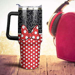 Sunmdecor 40 Oz Tumbler with Handle and Silicone Straws,Coffee Insulated Tumbler with Handle,40oz tumbler with handle