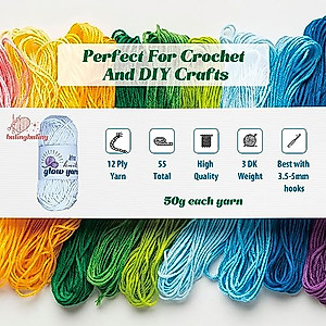 Bulingbuling Glow in The Dark Yarn, Crochet Yarn for Crocheting,Yarn for DIY Art,Knitting, Crocheting, and Crafts-5 Pack of 260g/9oz- 275 Yards White