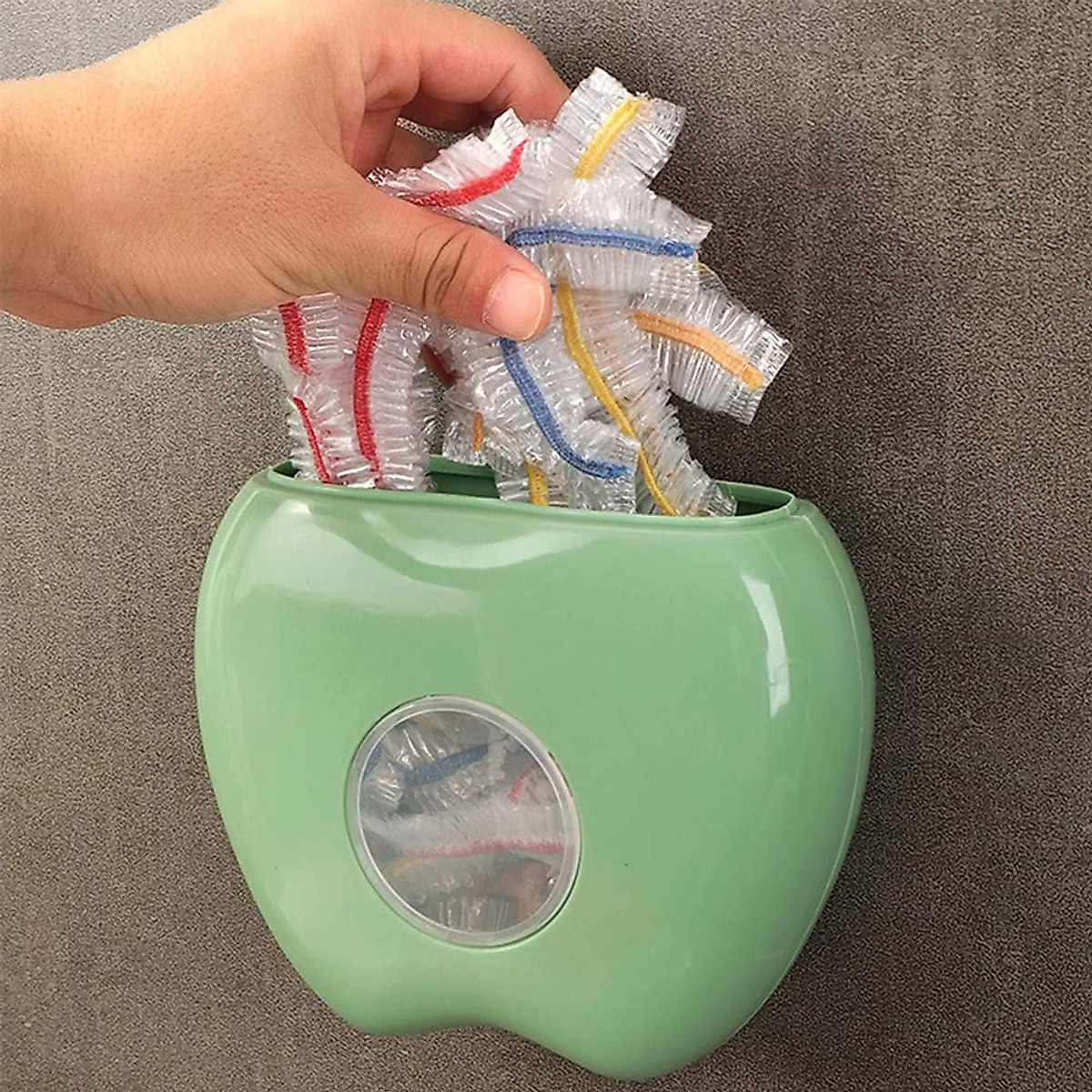 HEWAN Fresh Keeping Bag Storage Box Wall-Mounted Disposable Cling Film Cover Cling Bag Organizer Multifunctional Plastic Wall-mounted Safety Kitchen Storage (Grey)