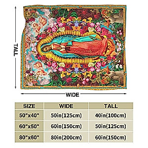 Our Lady of Guadalupe Fleece Blanket Throw Blanket, Ultra-Soft Cozy Micro Fleece Blanket for Sofa, Couch, Bed, Camping, Travel, & Car Use-All Seasons Suitable50 X40