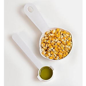 Nostalgia Vintage Table-Top Popcorn Maker, 10 Cups, Hot Air Popcorn Machine with Measuring Cap, Oil Free, White and Red