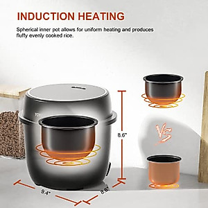 Rice Cooker Small Low Carb, YOKEKON 3-cup (uncooked) Rice Cooker with Stainless Steel Steamer, 8-in-1 Rice Maker, Delay Timer and Auto Keep Warm Feature, Sushi, Risitto, Steamer, Cake, Black