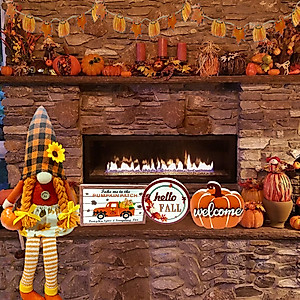 Thanksgiving Tiered Tray Decorations Set - 11pcs Wooden Sign Fall Tiered Tray Decor - Gnome Fall Tiered Tray Decor Pumpkin for Kitchen Table Fireplace Mantle Rustic