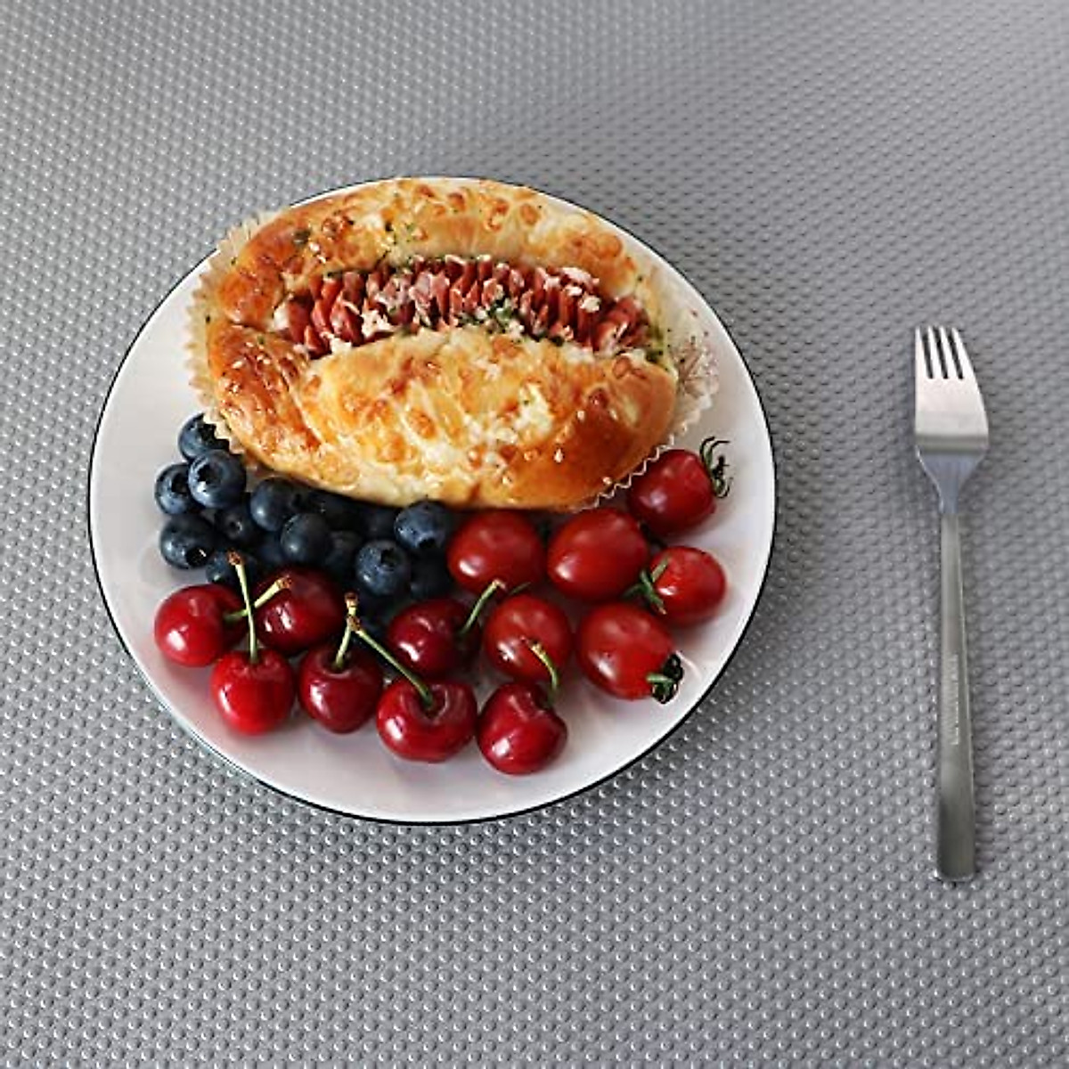 Hersvin Shelf Liner, 20" x20' Non-Adhesive Drawer Liners EVA Kitchen Cupboard Cabinet Covering Undersink Mat Washable Fridge Lining Paper for Home Office (Light Gray/Dot)