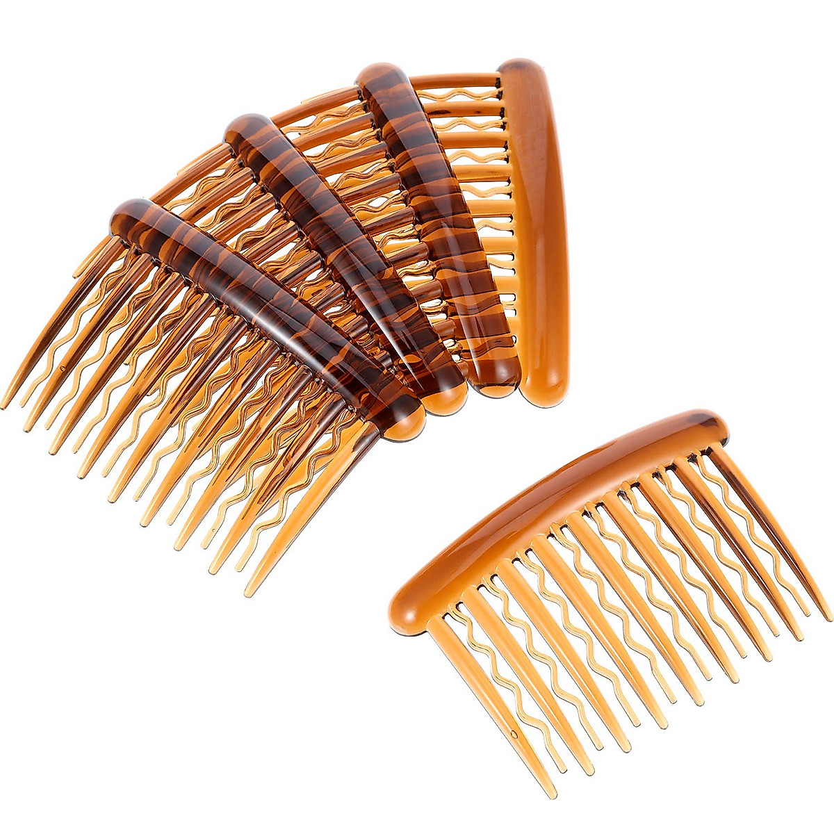 Gejoy 12 Pieces Plastic Teeth Hair Combs Tortoise Side Comb Hair Accessories(Black, Dark Brown)