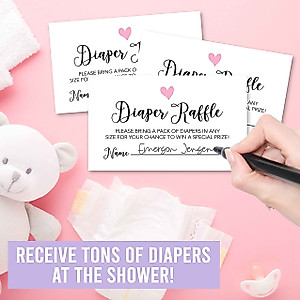 25 Baby Shower Diaper Raffle Tickets For Baby Shower Girl - Pink Baby Shower Games For Girls, Diaper Raffle Cards, Baby Raffle Tickets, Baby Shower Invitation Inserts, Baby Shower Ideas