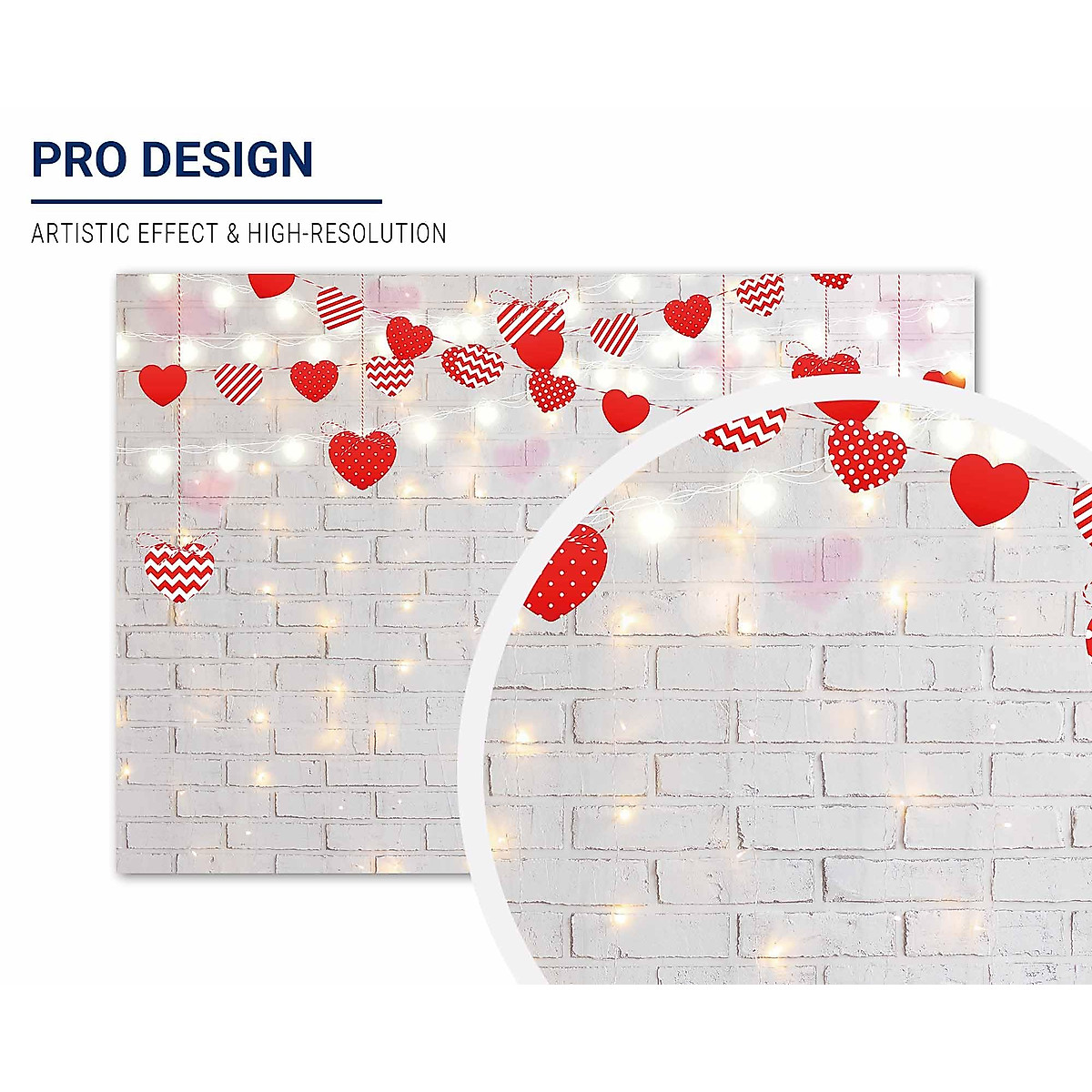 Allenjoy 82" x 59" Love Sweet Heart Valentine's White Brick Wall Backdrop Photography Glitter Mother's Day Baby Bridal Shower Kid Birthday Party Decor Banner Background Photo Booth Prop