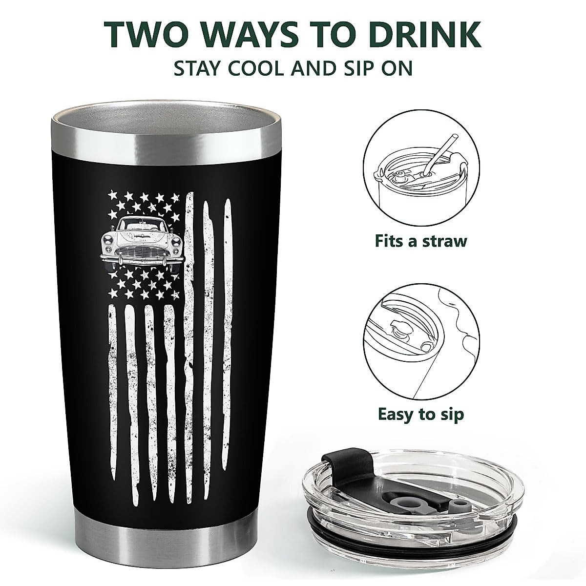 34HD Classic Dad Tumbler with Lid, 20oz Stainless Steel Vacuum Insulated Car Mug, Im Not Old Im Classic Tumbler, Birthday Christmas Father Day Gifts for New Papa Bonus Dad Husband Grandpa