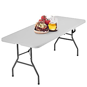 BestOffice 6FT Picnic Table Folding Table Camping Table Plastic Table Fold Up Table Lock for Party Event,White