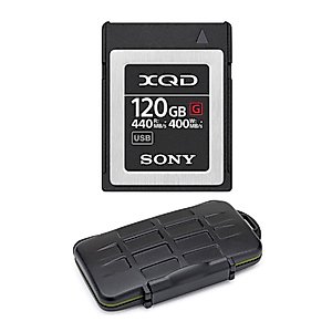 Sony 120GB XQD G Series Memory Card Bundle with Rugged Memory Storage Carrying Case (2 Items)