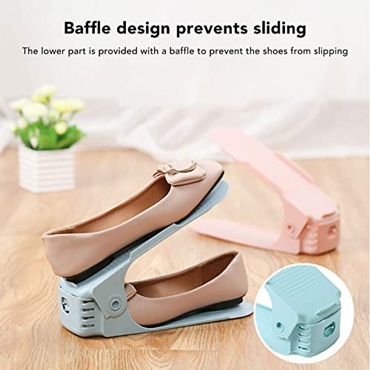 CHICIRIS Shoe Stacker, Shoe Slots Double Layer Shoe Shelf for A Pair of Shoes, 3.9 x 9.8 x 3.1 (Nordic Yellow)