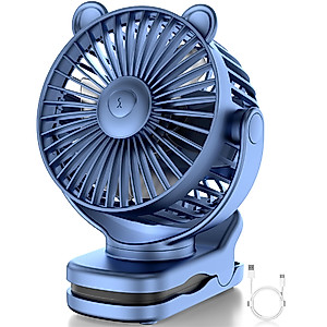 GOTOTO Clip on Fan, Rechargeable Portable Fan with 2000mAh Battery Operated, Small Fan with Powerful Clip Design, 3 Wind Speed, 360° Rotation, Ultra-Low Noise Level Personal Fan for Travel