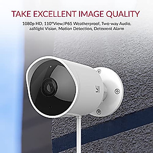 YI 2pc Security Camera Outdoor, 1080p Outside Surveillance Front Door IP Smart Cam with Waterproof, WiFi, Cloud, Night Vision, Motion Detection Sensor, Smartphone App, Works with Alexa