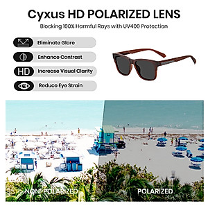 Cyxus 2024 Polarized Rectangular Sunglasses Men Square UV Protection Fashion TR Frame Male Shades Black-2