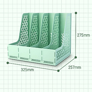ZQS Magazine File Holder, Desk Organizer File Folder for Office Organization and Storage, Sturdy Plastic Binder Organizer, 4 Vertical Compartmente，Desktop Accessories for Home and Office Storage