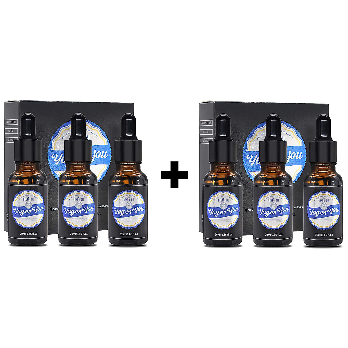 YogerYou Beard Oil 20 ml ×3 ×2 set,6 Packs Beard Oils Total,Men Mustaches Growth Beard Maintenance,Soften,Moisturizing,Strength,Stocking Stuffers Idea Gifts for Him Man Dad Father Boyfriend