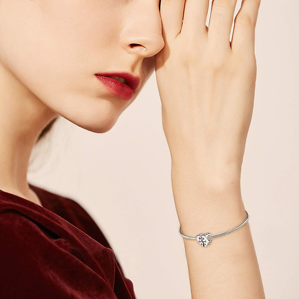 Pandora Charms Friendship Bracelets 925 Sterling Silver Best Friend Bracelets for 2 Heart Pandora Charms Clearance Friendship Gift