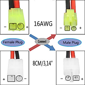 Vgoohobby 1Paris Adapter Compatible with Large Tamiya Style Plug to Mini Tamiya Plug Adapter 16AWG Female Male Cable Wire for Airsoft