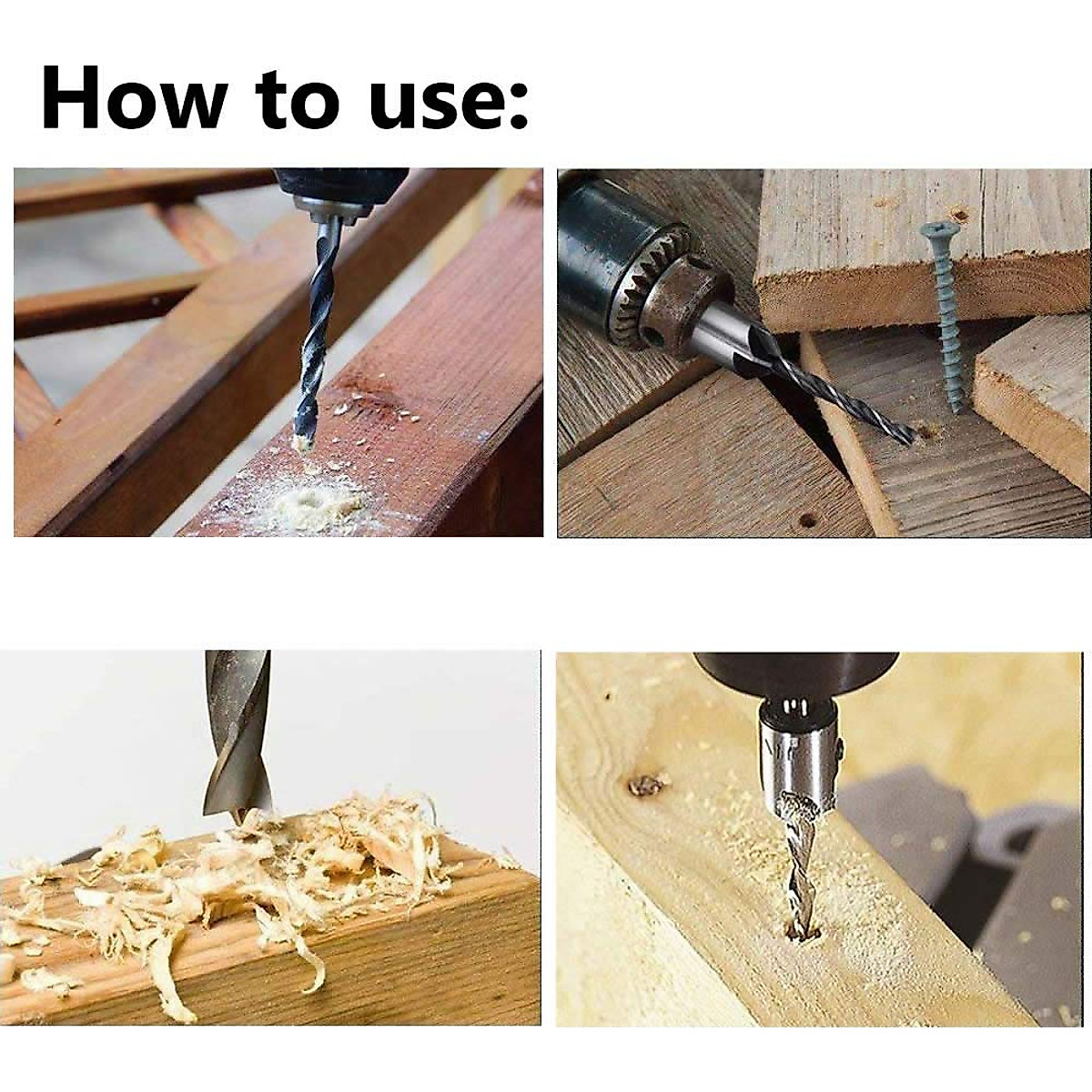 Rocaris 23-Pack Woodworking Chamfer Drilling Tool, 6pcs 1/4" Hex 5 Flute 90 Degree Countersink Drill Bits, 7pcs Three Pointed with L-Wrench, 8PCS Wood Plug Cutter, and Automatic