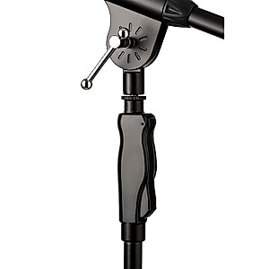 Clef Audio Labs Tripod Mic Stand, One-Handed Clutch Height Adjustment and Telescopic Boom Arm - Cable Management Clips, Universal Mic Holder Mount, Adapter and Carry Bag included