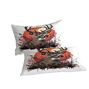 ERGTT Deer Comforter Covers Quilt Cover Duvet Cover for Boys Girls 3D Printed Animals Soft Microfiber Bedding Set with Zipper Closure with Pillow Cases 3 Pieces Queen（228x228cm）