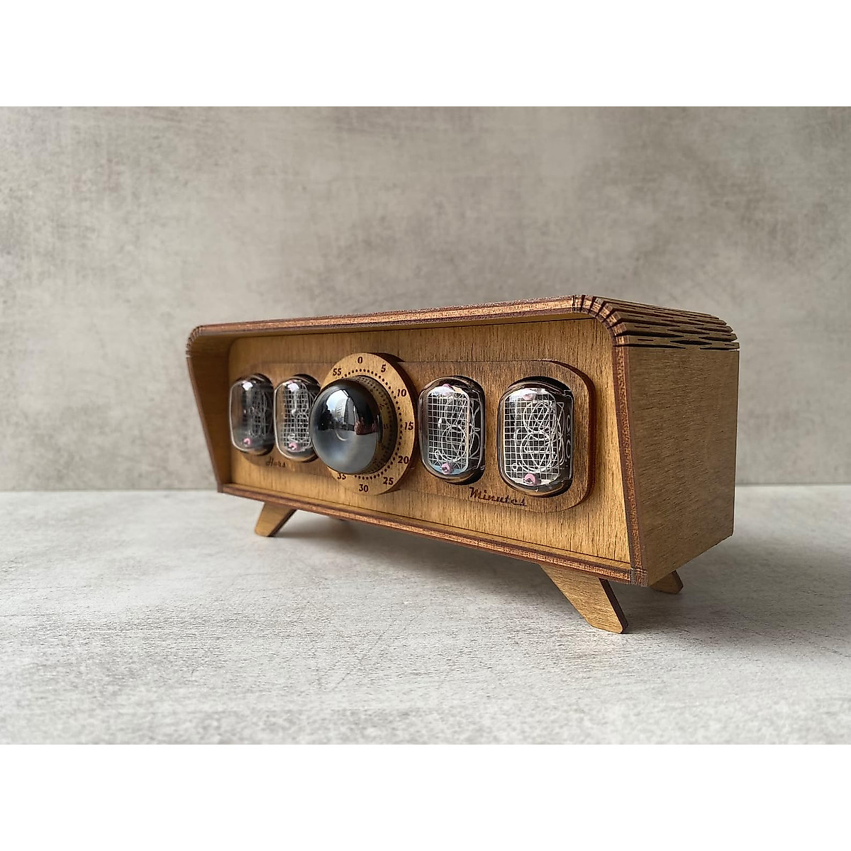 Handmade Nixie Tube Clock IN-12 - made in Ukraine - Vintage Retro Table Clock - Wooden Desk Nixie Tube Clock