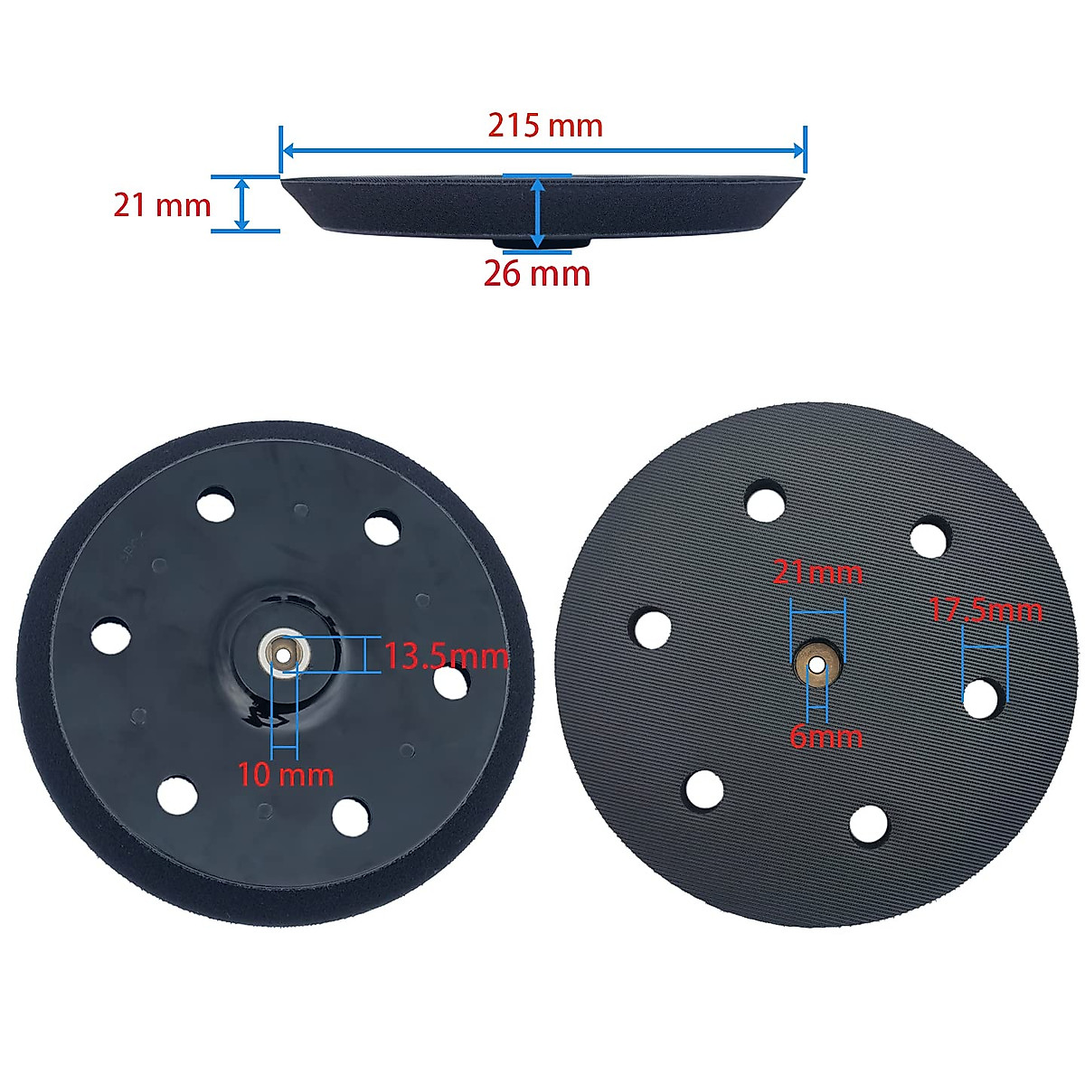 2 Pack 9 inch 6 Hole Hook and Loop Replacement Backing Pad for Orbital Sander Drywall Sander for Wall Grinding Woodworking