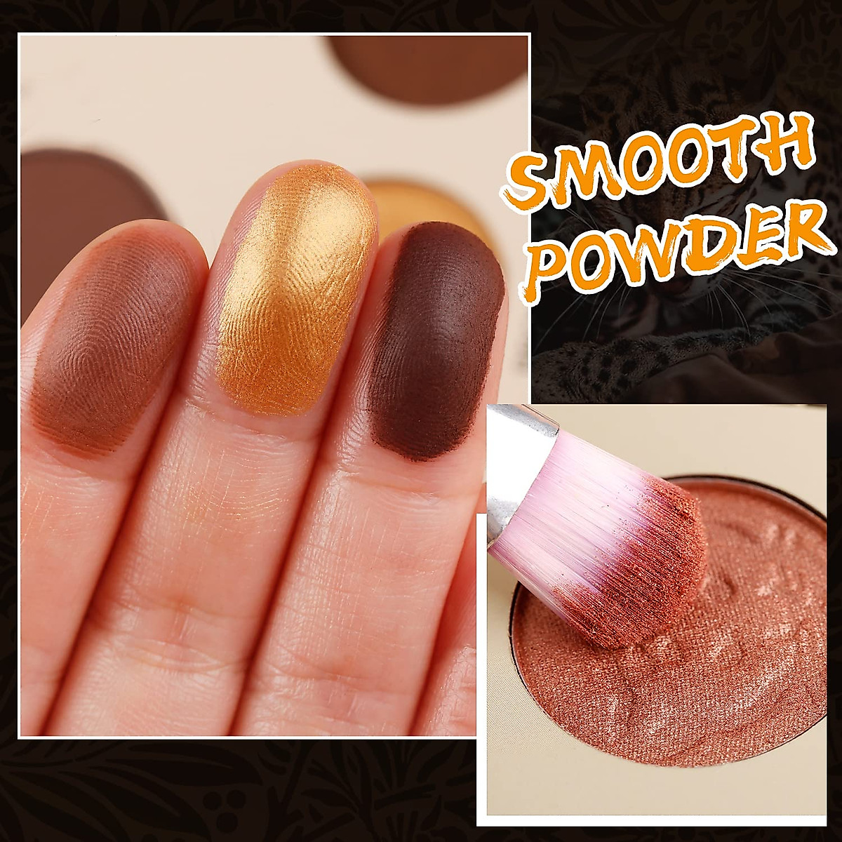 La Catrina Matte Eyeshadow Palette, 9 Color Nude Eyeshadow Palette Matte, Black Natural Metallic Eyeshadow Makeup Powder, High Pigmented Gold Dark vegan eyeshadow Makeup - Leopard