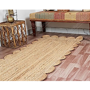 2x3, 2x4, 2x5, 2x6 Ft, Jute Rug - Natural Scalloped Rug, Bohemian Scalloped Rug, Scalloped Jute Rug, Natural Jute Rug, Jute Scallop Rug, Area Rug (2x5 Ft, Area Rug)