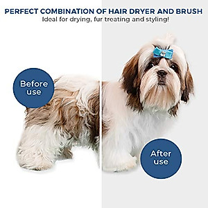 KUUBIA Pet Hair Dryer | Portable and Quiet 2 in 1 Pet Grooming Hair Dryer Blower with Replaceable Slicker Brush | Adjustable Temperature | for Small and Medium Dogs and Cats