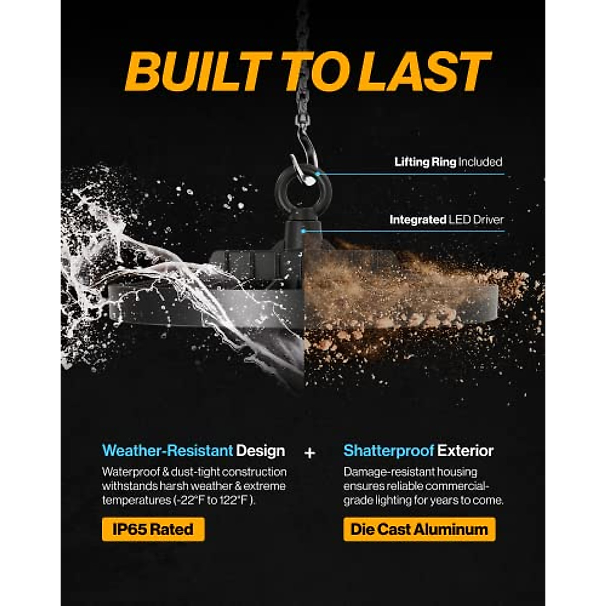 Sunco 6 Pack UFO LED High Bay Light, Lighting for Warehouse, 5000K Daylight, 150W, 21000 LM, 100-277V, Dimmable 0-10V, IP65 Waterproof, Super Bright, UL