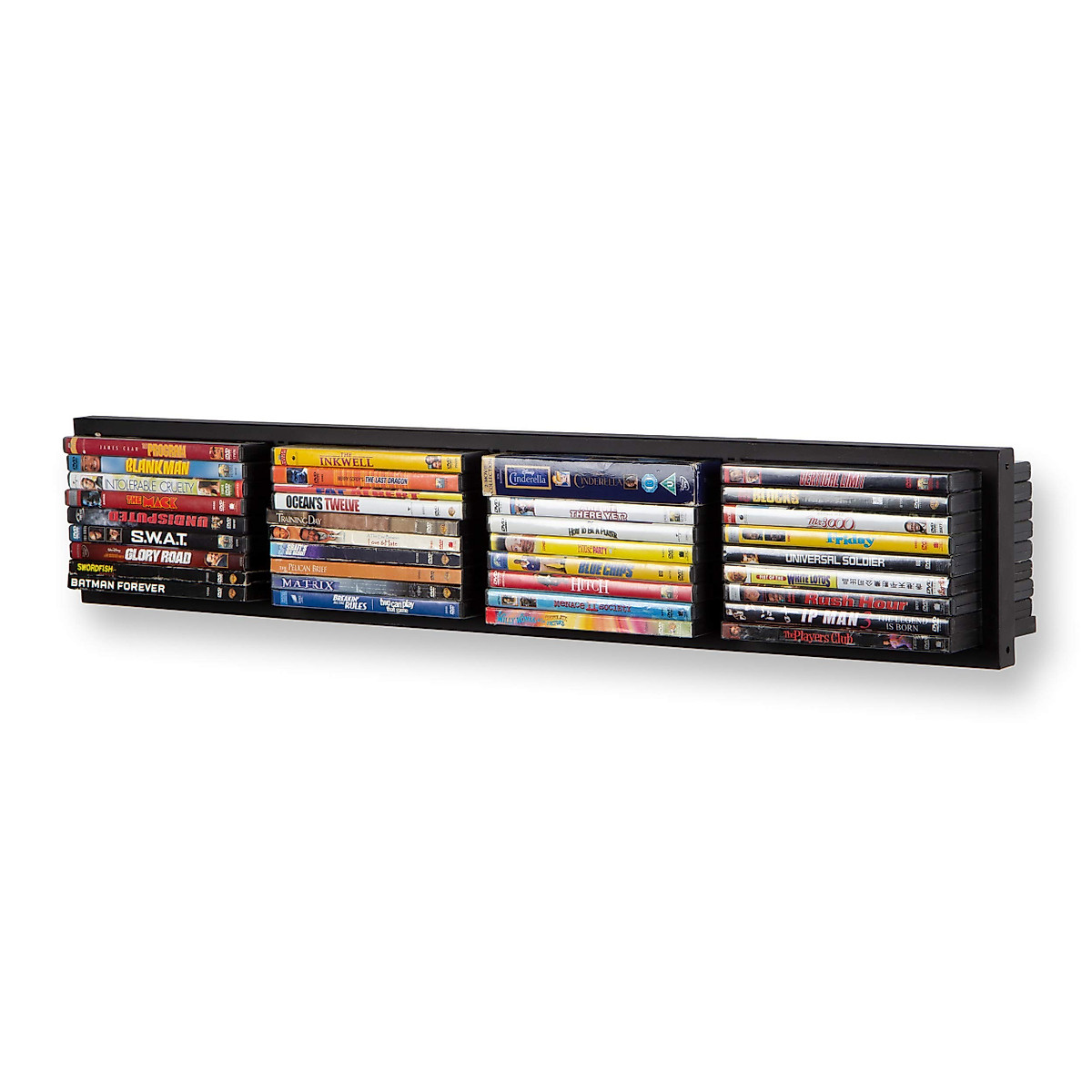 YouHaveSpace CD DVD Storage Shelf for Wall, 34 Inch Cube Storage Media Shelf and Video Game Organizer, Metal Black Wall Shelf