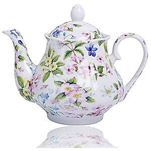 European Style Ceramic Teapot Coffee Pot Water Pot Porcelain Vintage Gift Tea Pot (Dog Rose)