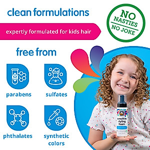 So Cozy Kids Sensitive Styling Foam - Sensitive Foam For Kids w/Straight or Curly Hair - Gentle Natural Hold Styler, Rosemary (6 fl oz)