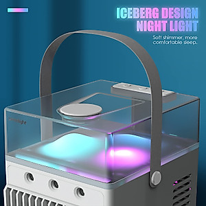 Portable Air Conditioner Fan, Personal Evaporative Air Cooler with Humidifier, Chargeable Desk Fan with 6 Ice Crystal Boxes for Home, Office and Bedroom (White)