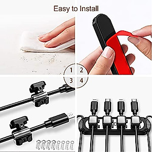 Dracool Magnetic Cable Holder 6 Slots Cable Clips Wire Management Cord Holders for Cables Self Adhesive Sticky for Desk Wall Desktop Car Office Home USB Cable Power Wire Mouse Cable-Black