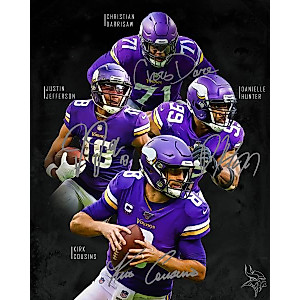Ikonic Fotohaus Kirk Cousins Justin Jefferson Danielle Hunter Darrisaw Signed Photo Autograph Print Wall Art Home Decor
