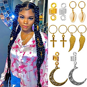 Loc Jewelry for Dreadlocks - Handmade Wire Wrapped Natural Crystal Adornment - Butterfly Hair Rings, Hair Charms, Coil Cuffs for Women, Girls, Men