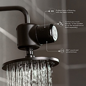 Ampere Shower Power - Hydropower Bluetooth Shower Speaker, Waterproof Detachable Portable, Rechargeable Mini Speaker (Chrome)