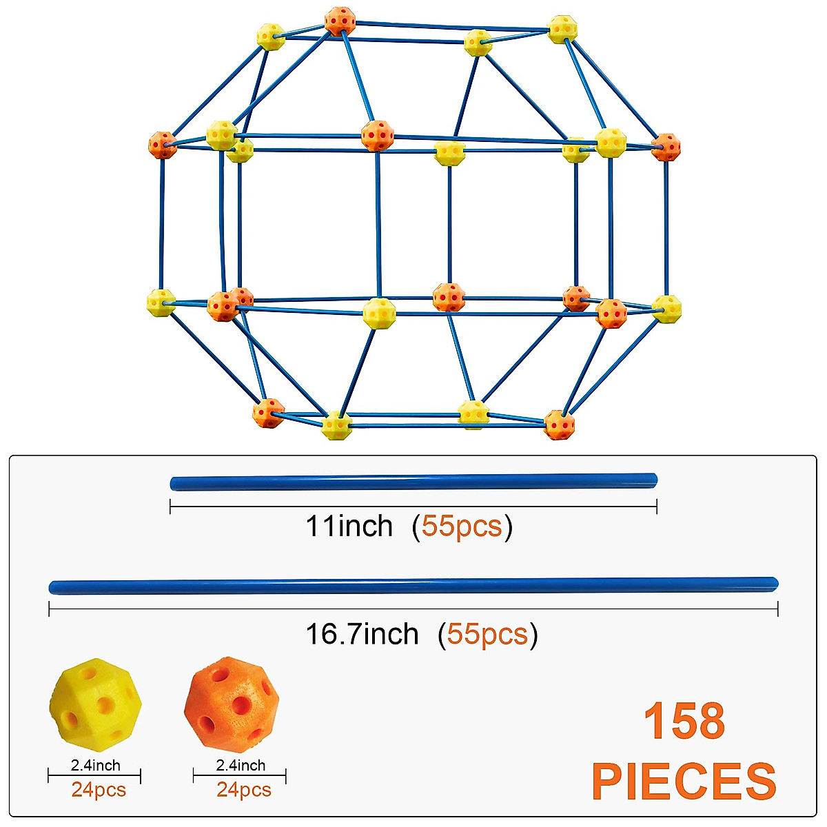 ERONE Fort Building Kit for Kids,158pcs Forts Construction Builder Gift Toys for Boys and Girls Fort Building Set Play Tent Rocket Castle Indoor Outdoor