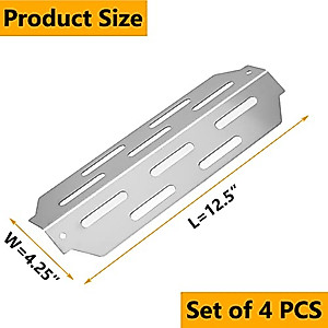 GasSaf Heat Deflectors Replace for Weber 66041, Genesis II E-410, S-410, Genesis II LX E-440, Genesis II LX S-440 Gas Grills, 4-Pack Durable Stainless Steel Replacement Parts(12.5" x 4.25")