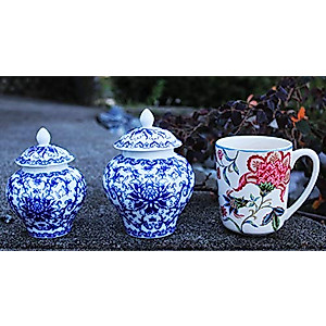 Ancient Chinese Style Blue and White Porcelain Helmet-shaped Temple Jar. Medium