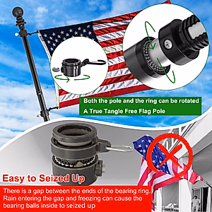 FFILY 5 FT Flag Poles for 3x5 Flags Outdoor, Flag Pole for Outside House with Tangle Free Flag Pole Rings, Heavy Duty American Flagpoles Residential kit for House, Porch
