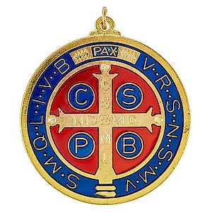 1 3/4" St. Benedict Enameled Gold Medal - 12/pk