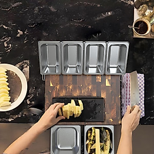 Bantlou Acacia Wood Cutting Board with Containers - Prepdeck meal prep station for Kitchen, End Grain Cutting Board with Stainless Steel Food Container