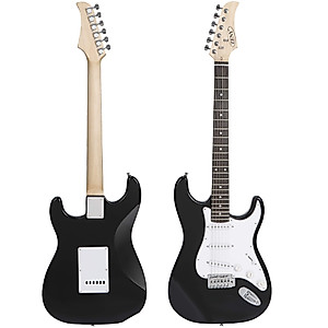 ZENY 39in Full Size Electric Guitar with 10W Amp, Case and Accessories Pack Beginner Starter Package, Black