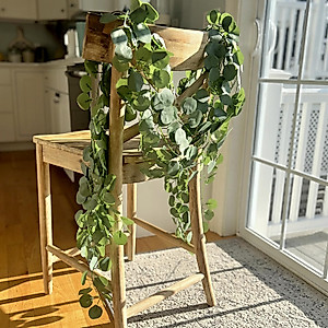 CQURE 6Pcs Eucalyptus Garland,Artificial Eucalyptus Leaves Table Greenery Garland Wreath Vines for Wedding Party Fireplace Bedroom Wall Room Decor